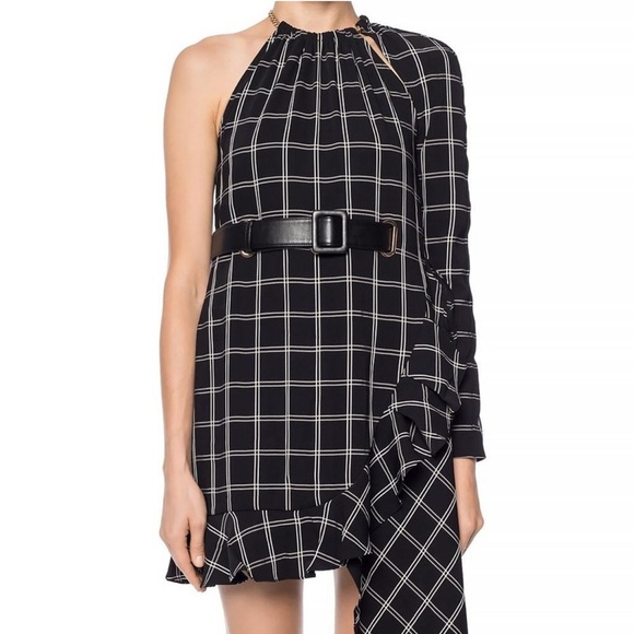 Self-Portrait | Dresses | Nwt Selfportrait Navy Blue Check Asymmetrical ...